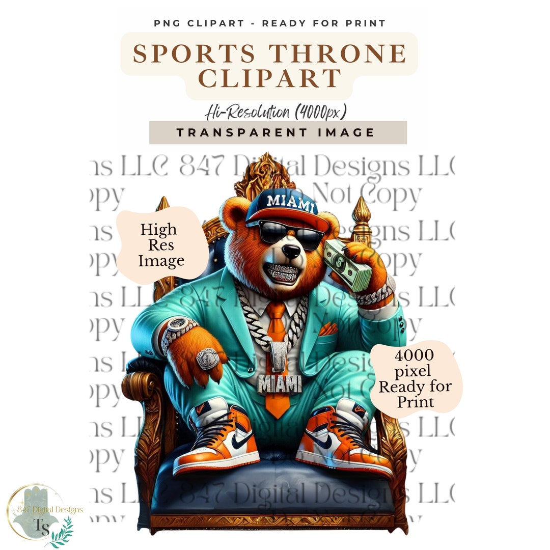Sports Bear Fan Swag Bear PNG Hip Hop Teddy Bear Designer Bear Miami ...