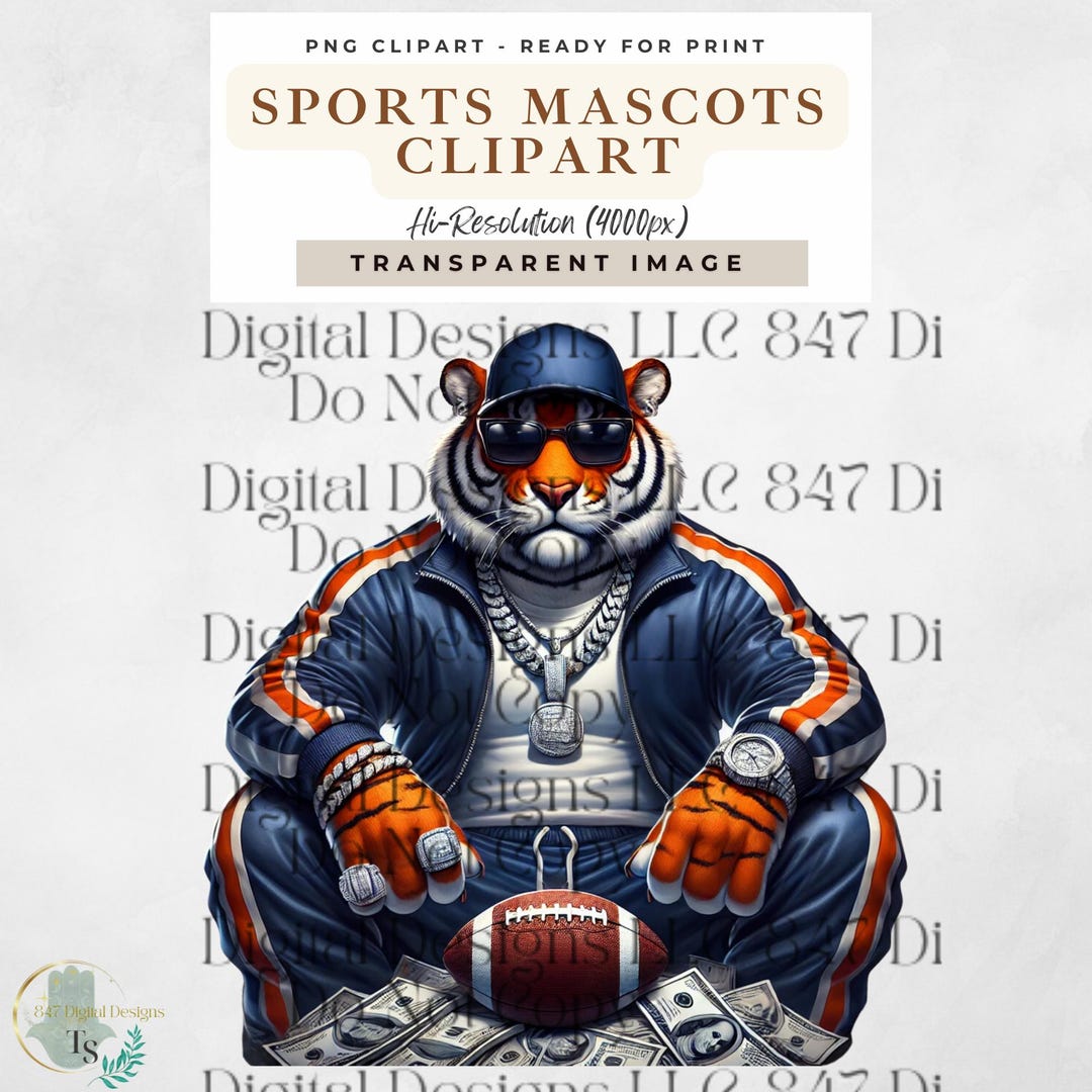 Sports Swag Tiger Hip Hop Tiger Clipart Basketball Football Game Day ...