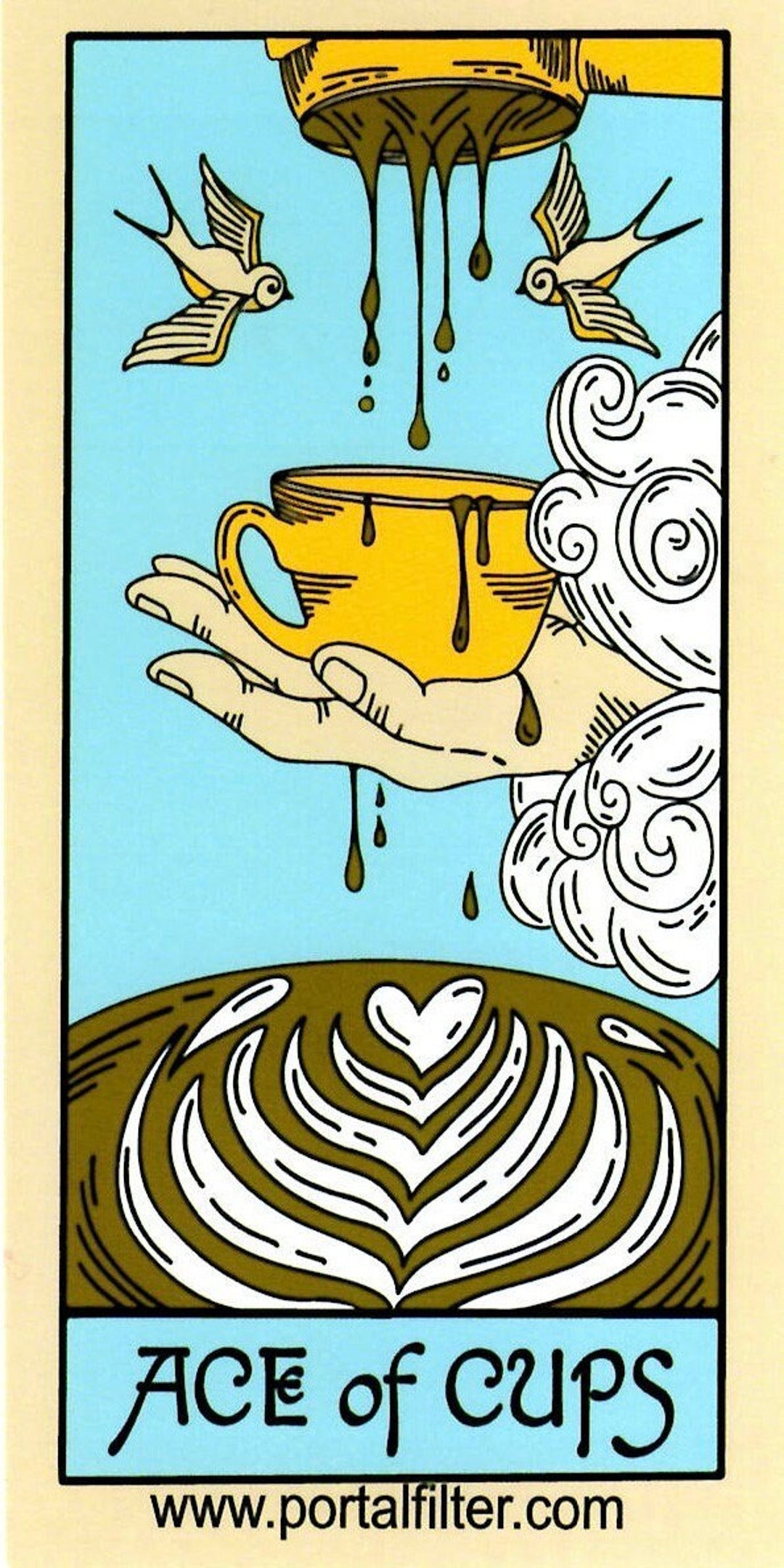 Ace of Cups, Sticker, Latte Art, Tarot Card, Espresso - Etsy