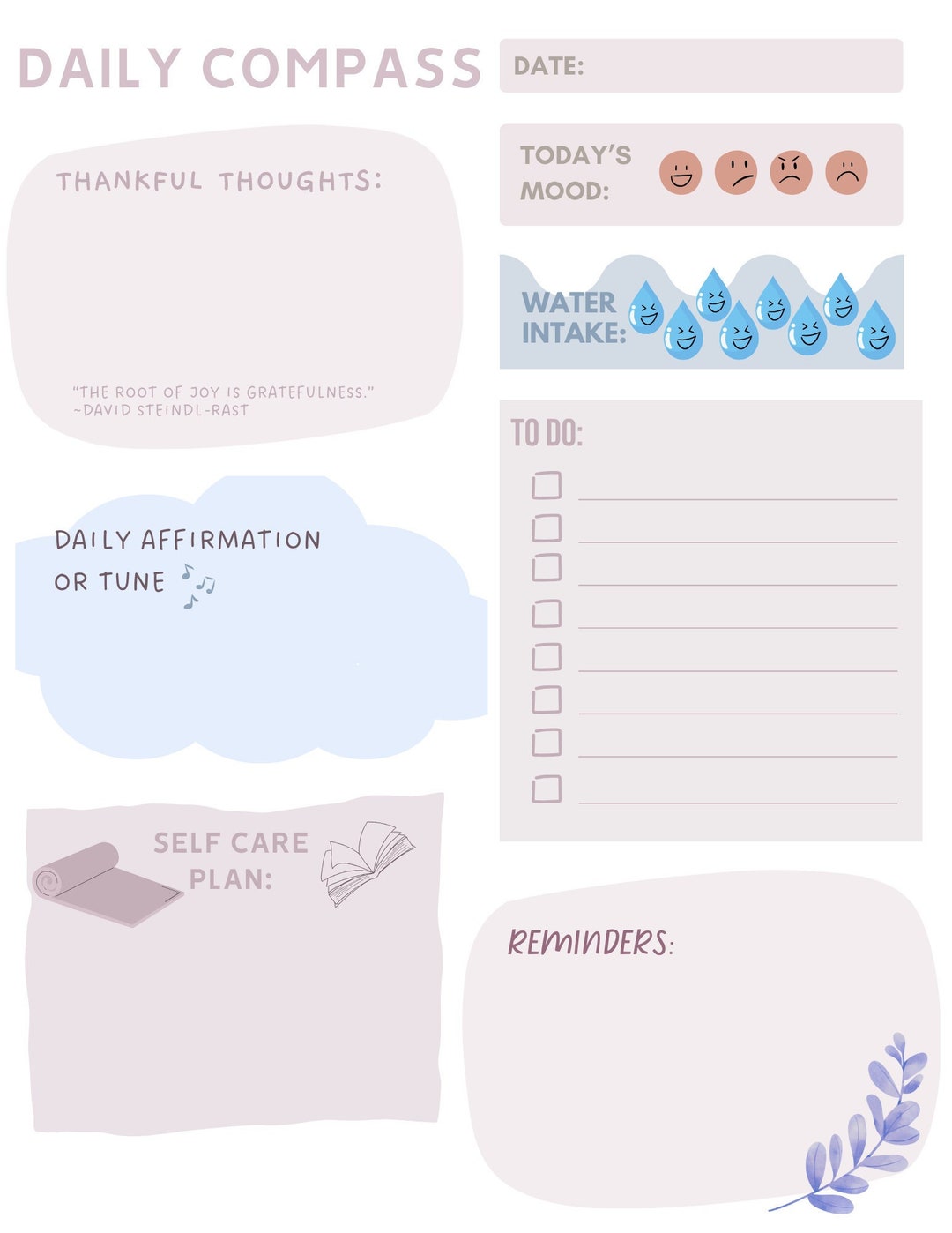 Daily Compass Printable Planner - Etsy