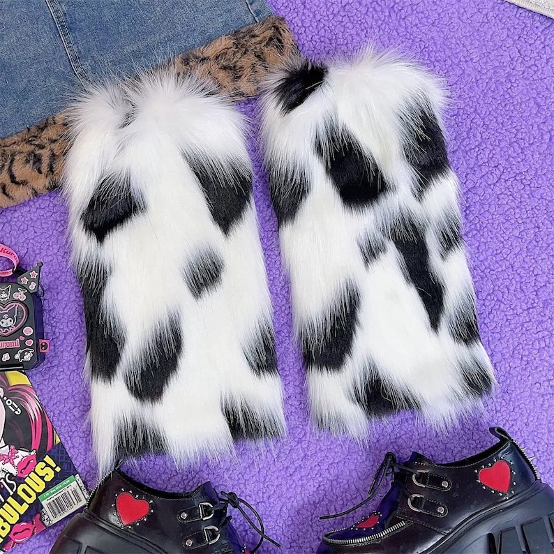 Fluffy Furry Long Pile Fur Legwarmers Boot Covers Rave Party Festival ...