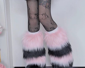 Fluffy Furry Long Pile Fur Legwarmers Boot Covers Rave Party Festival ...