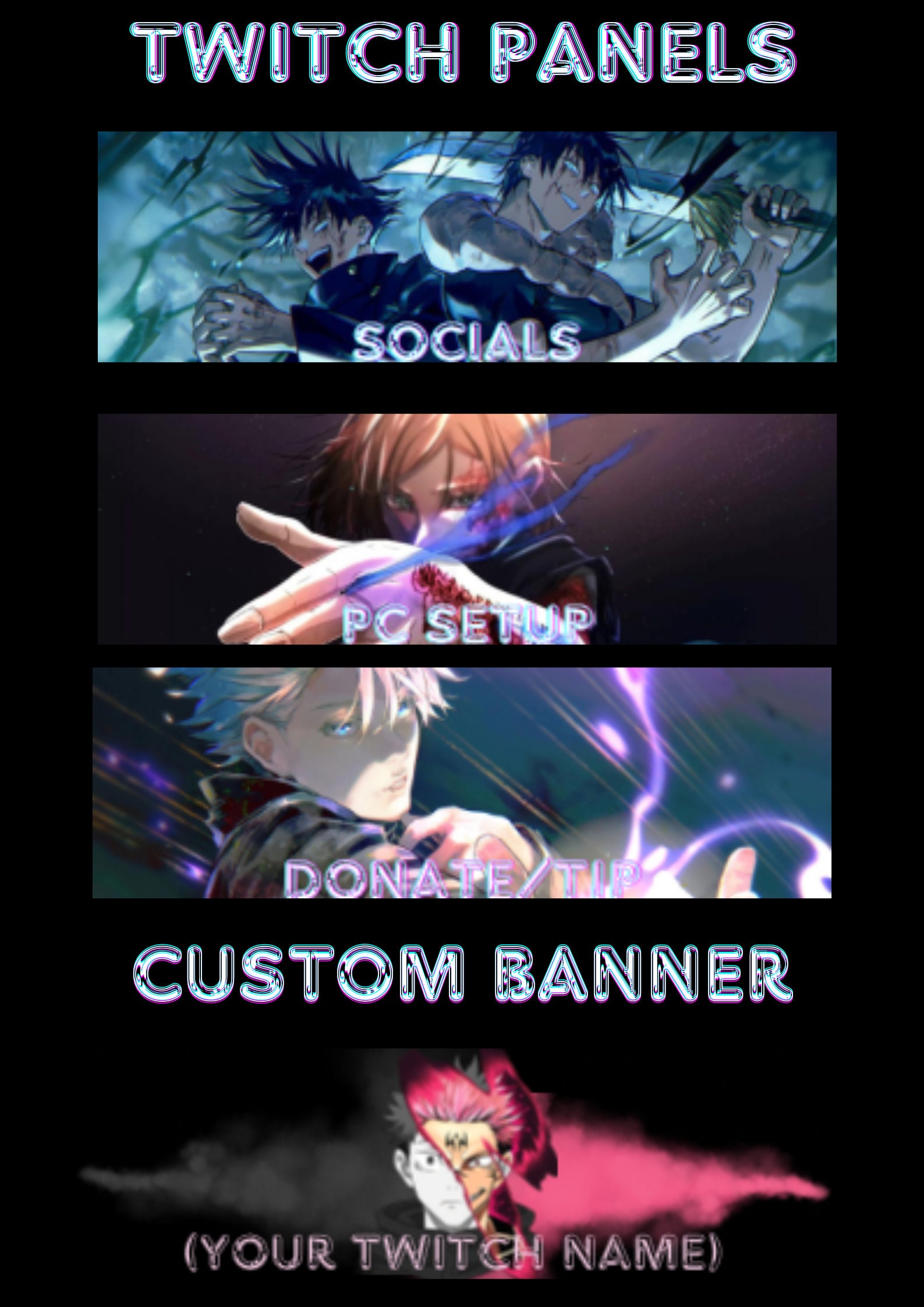 Jujutsu Kaisen Twitch Panels & Custom Banner - Etsy Australia