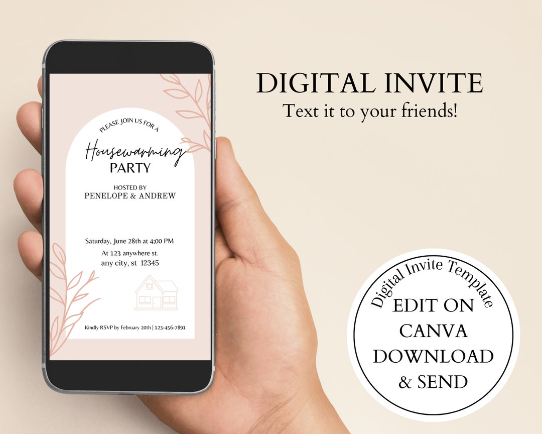 Boho Housewarming Invitation, Digital Evite, Homewarming Party, New ...