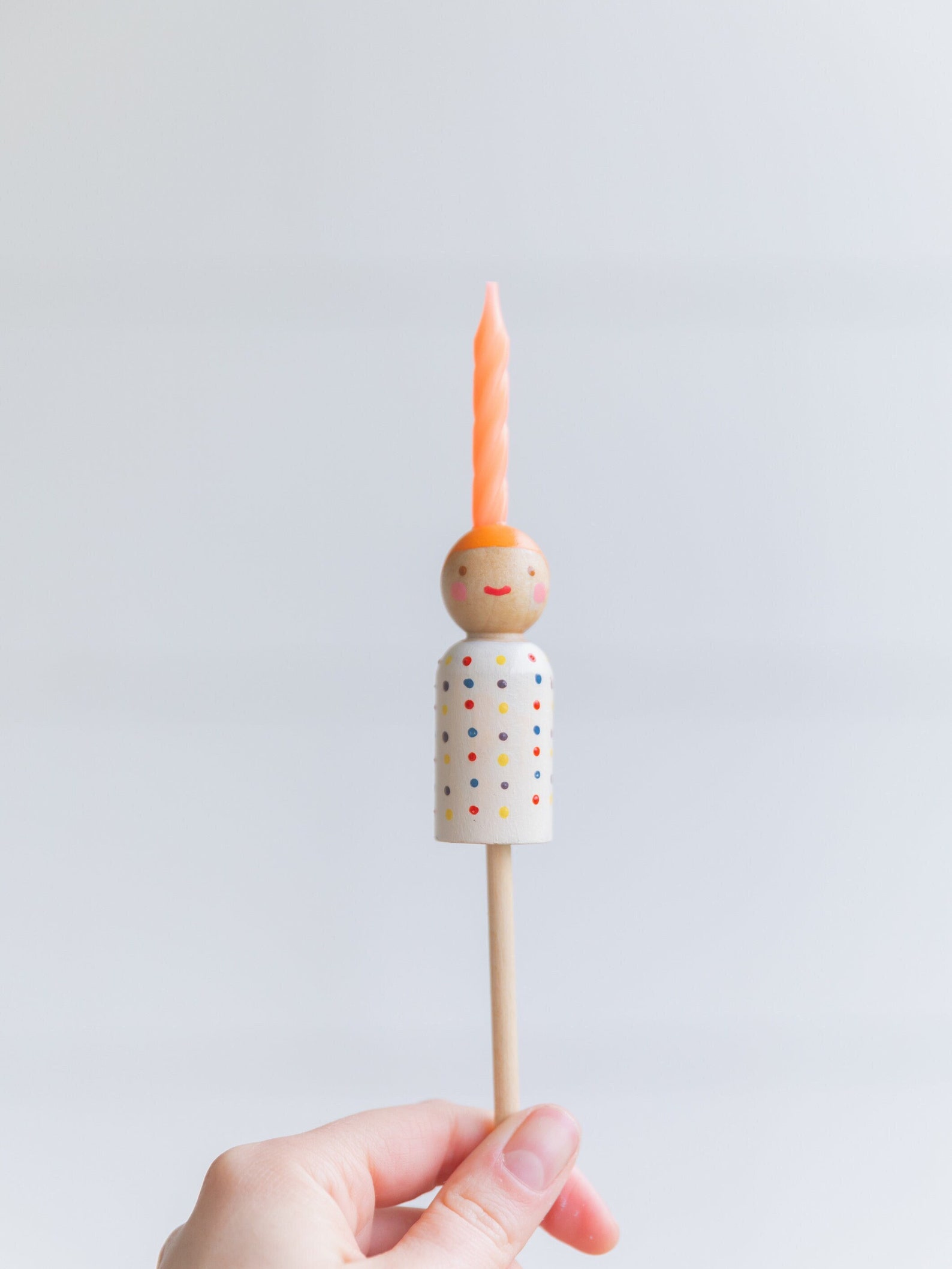 Conner Hand Painted Wooden Birthday Candle Holder Doll, Customizable ...