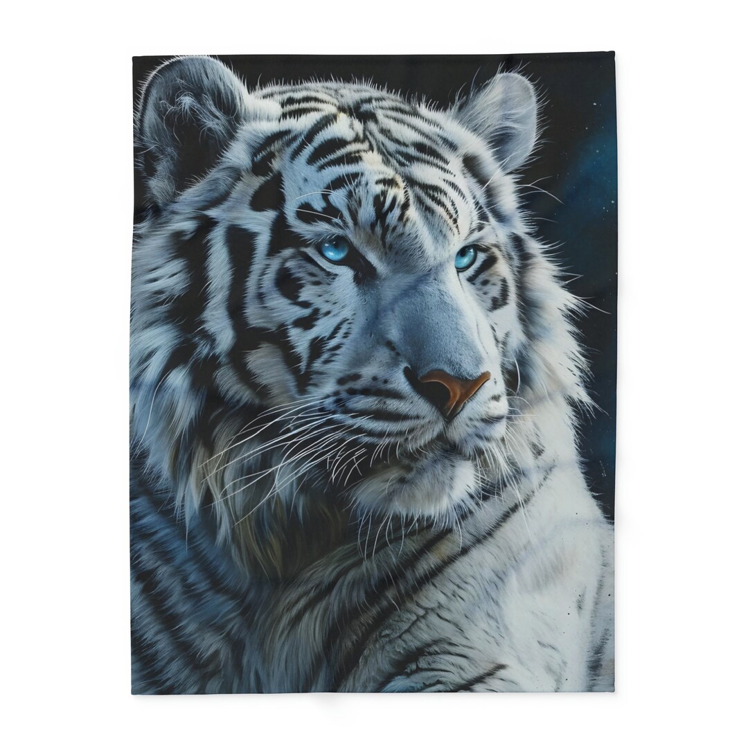 White Tiger Arctic Fleece Blanket - Etsy