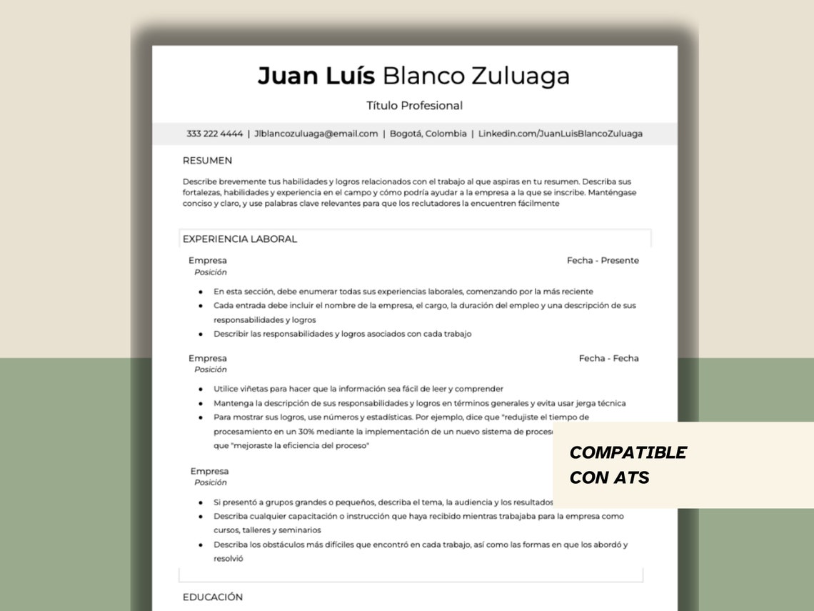 Currículum Vitae Template Currículum Word Curriculum Templates CV ...