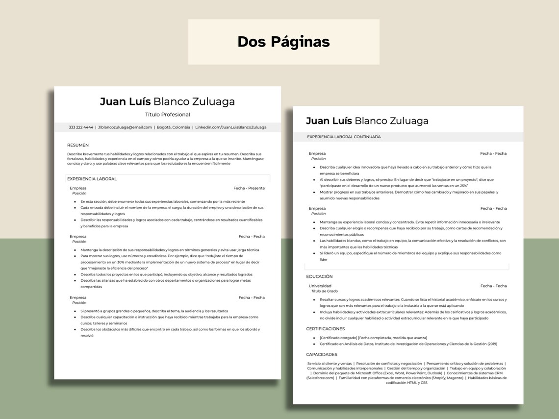 Currículum Vitae Template Currículum Word Curriculum Templates CV ...