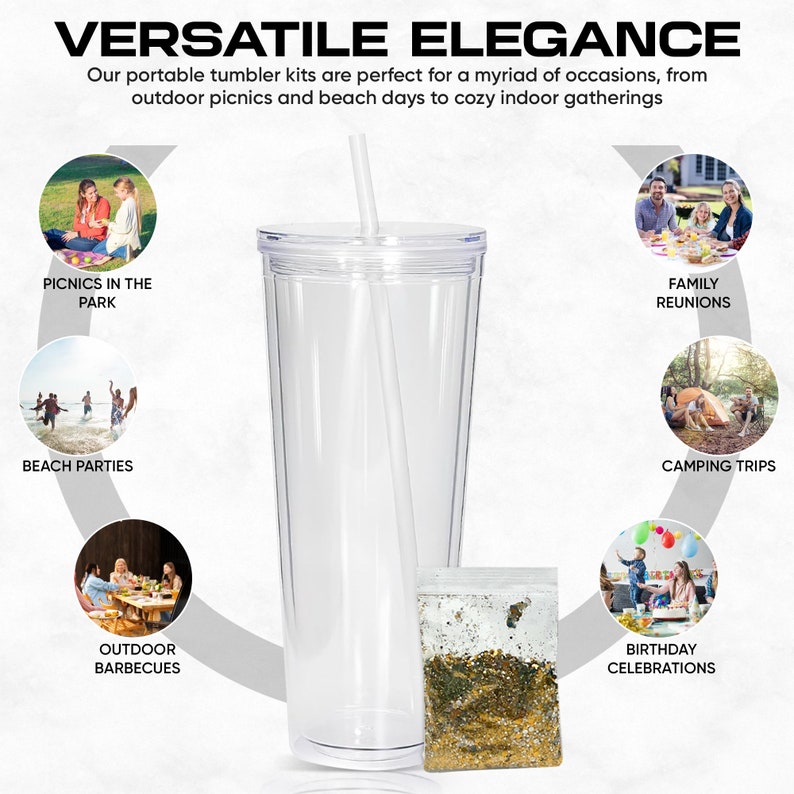 Snow Globe Tumbler Kit (2-pack): 24oz Acrylic Tumblers, Glitter ...