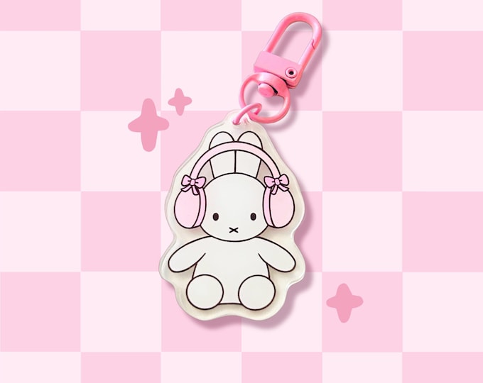 Cute Miffy Keychain | Miffy Headphones Charm | Kawaii Phone Charm - Etsy
