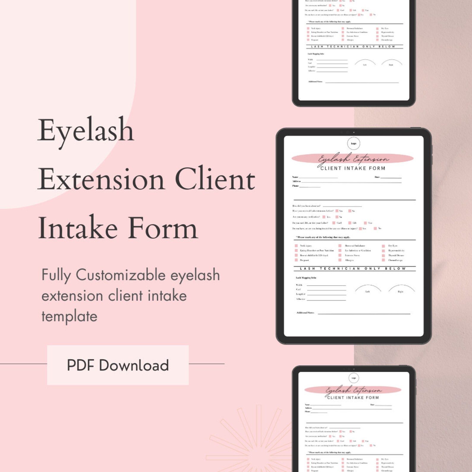 Lash Extension Client Intake Form Canva Template PDF Editable Lash ...