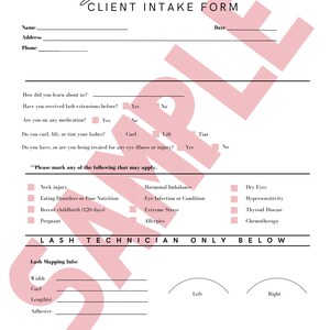 Lash Extension Client Intake Form Canva Template PDF Editable Lash ...