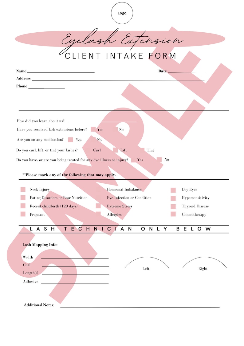 Lash Extension Client Intake Form Canva Template PDF Editable Lash ...