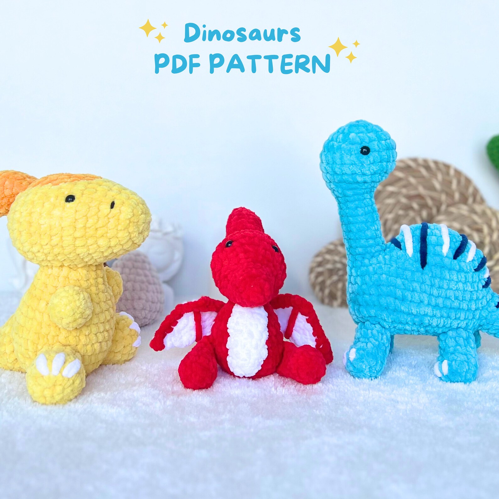 Dinosaur Crochet Pattern, Dinosaur Plush Pattern, Dinosaur Amigurumi, Beginner Amigurumi, PDF ...