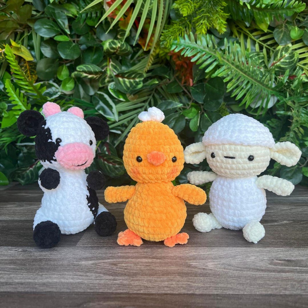 Animal Crochet Pattern, Cow Crochet Pattern, Chick Sheep Pattern ...