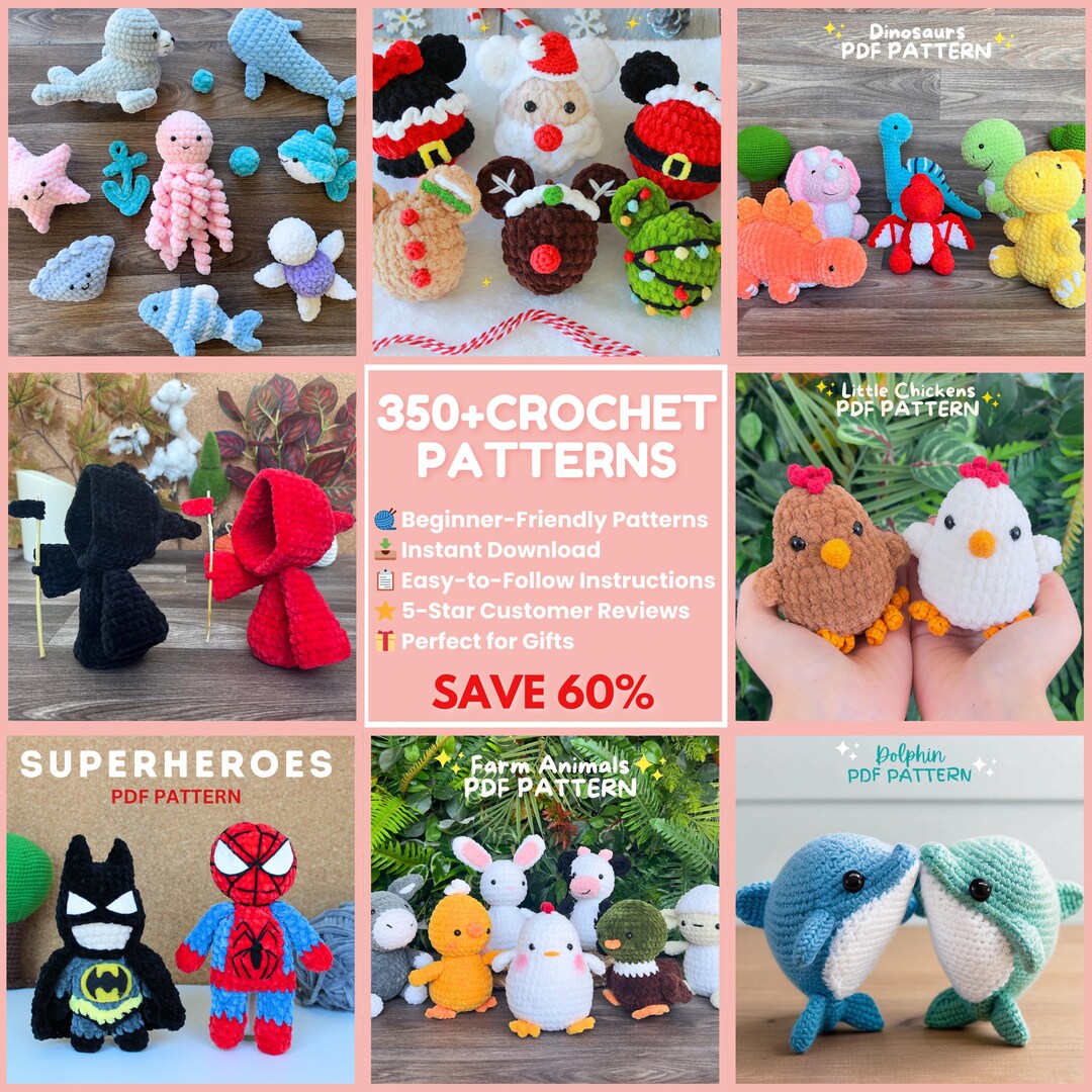 350+ Crochet Patterns Bundle, Amigurumi Crochet Patterns, Beginner ...