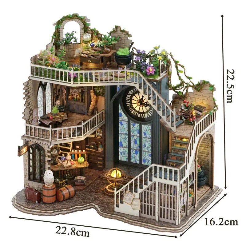 Fantasy Magic House DIY Miniature RPG Wooden Magical Shop Dollhouse ...