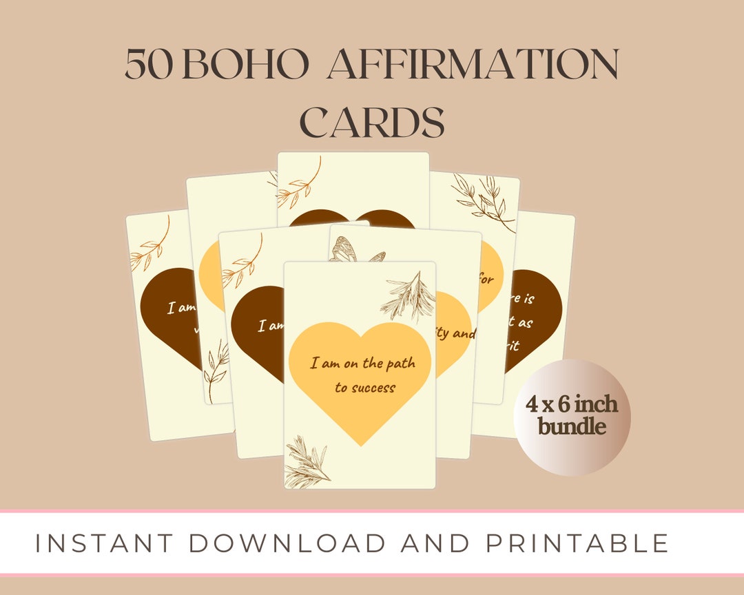 Printable Boho Affirmation Cards | Digital Wellness Quotes, Positive ...