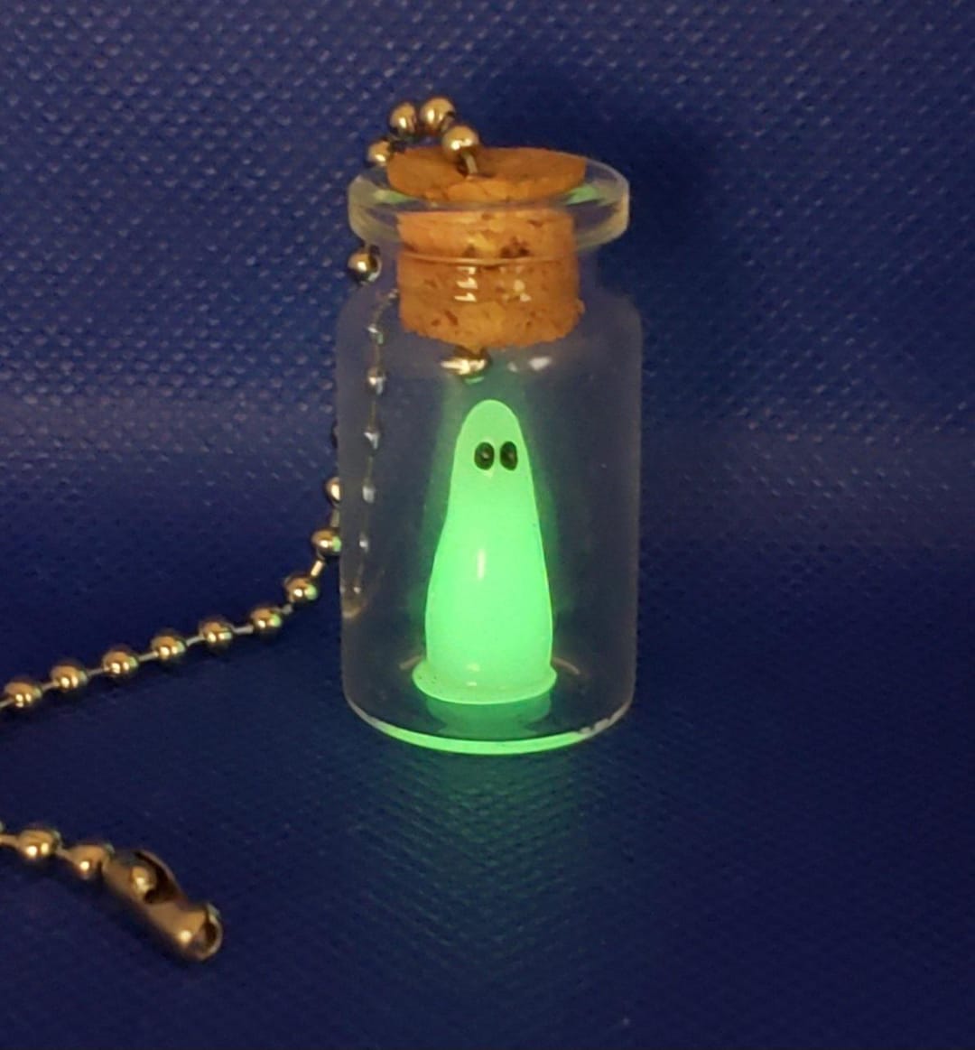 Glow-in-the-dark Ghost Glass Bottle Light Pull or Fan Pull - Ghost - Etsy