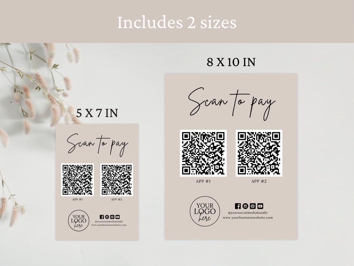 Printable Scan to Pay QR Code Sign, Custom Business Sign for Payments ...