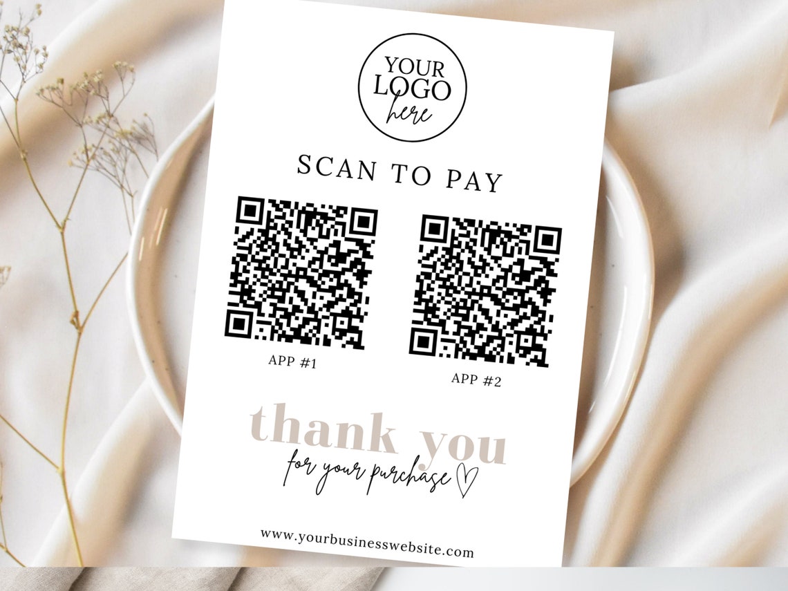 Scan to Pay QR Code Sign, Editable Canva Template, Small Business Scan to Pay Template, Venmo QR ...