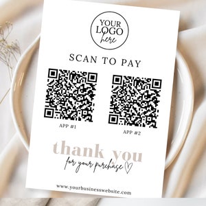 Scan to Pay QR Code Sign, Editable Canva Template, Small Business Scan ...