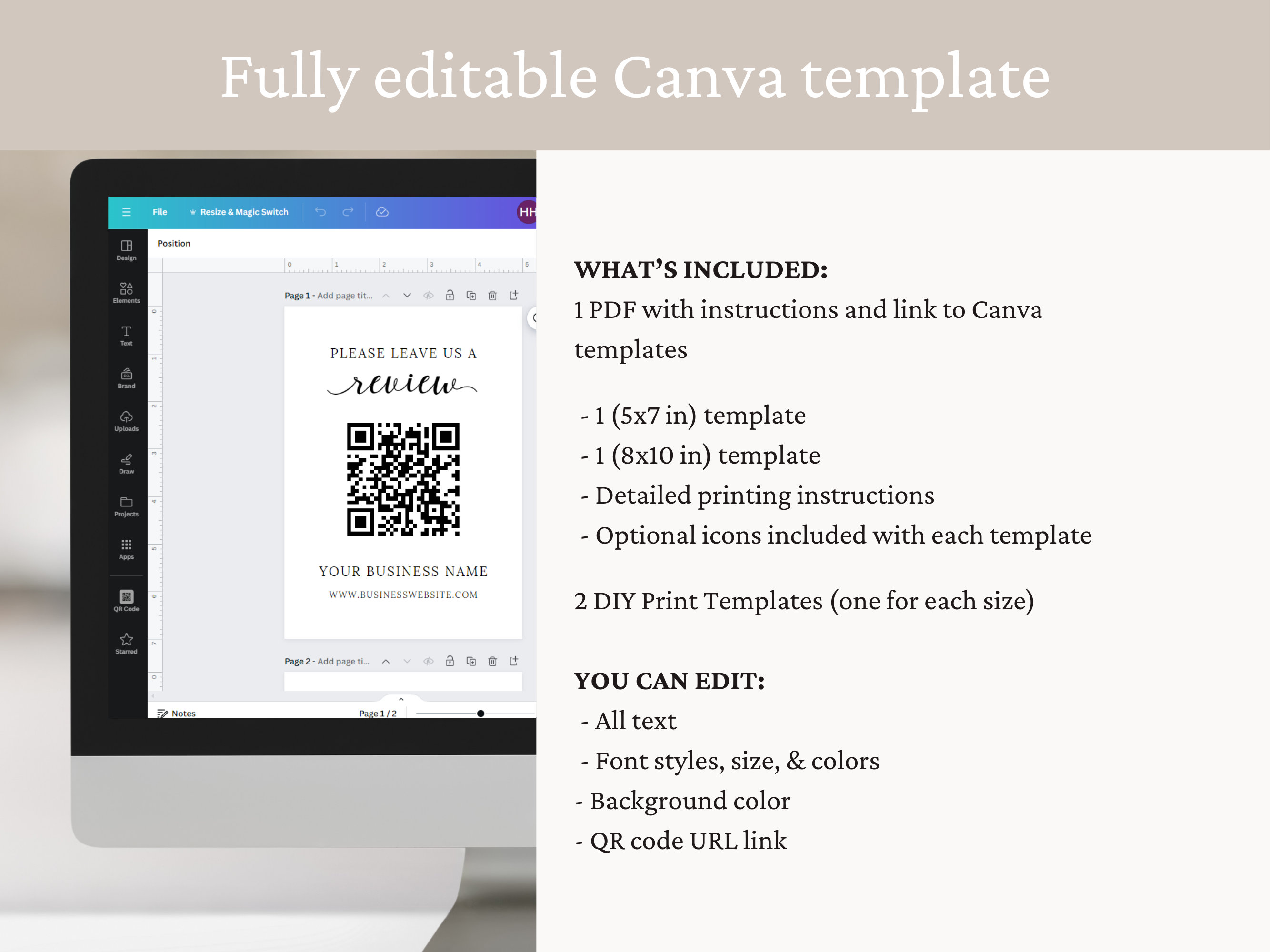 Google Review QR Code Sign, Leave a Review Sign, Custom QR Code for ...