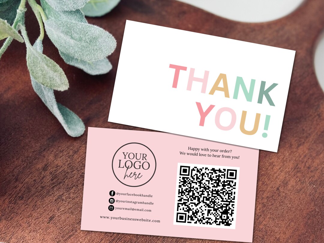 Editable QR Code Thank You Cards, Printable Google Review Cards for ...