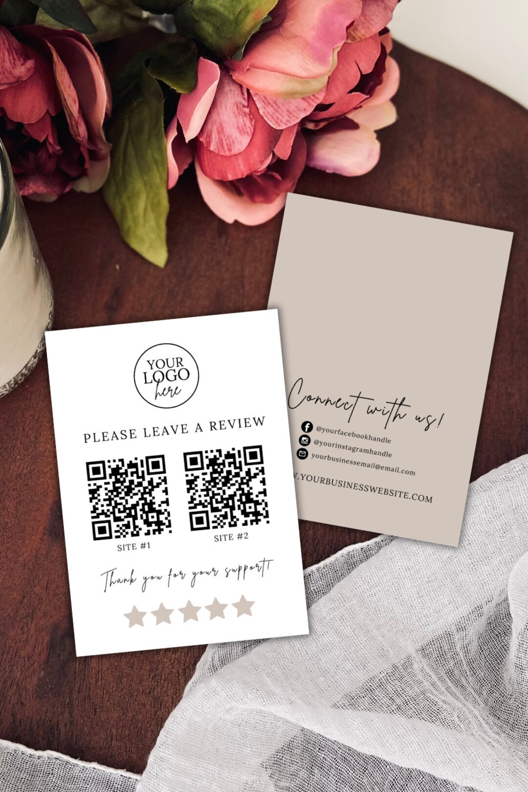 QR Code Google Review Cards, Leave a Review Sign, Small Business Thank ...