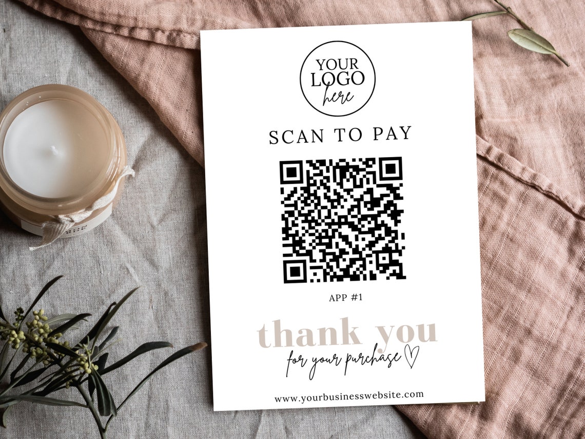 Scan to Pay QR Code Sign, Editable Canva Template, Small Business Scan ...