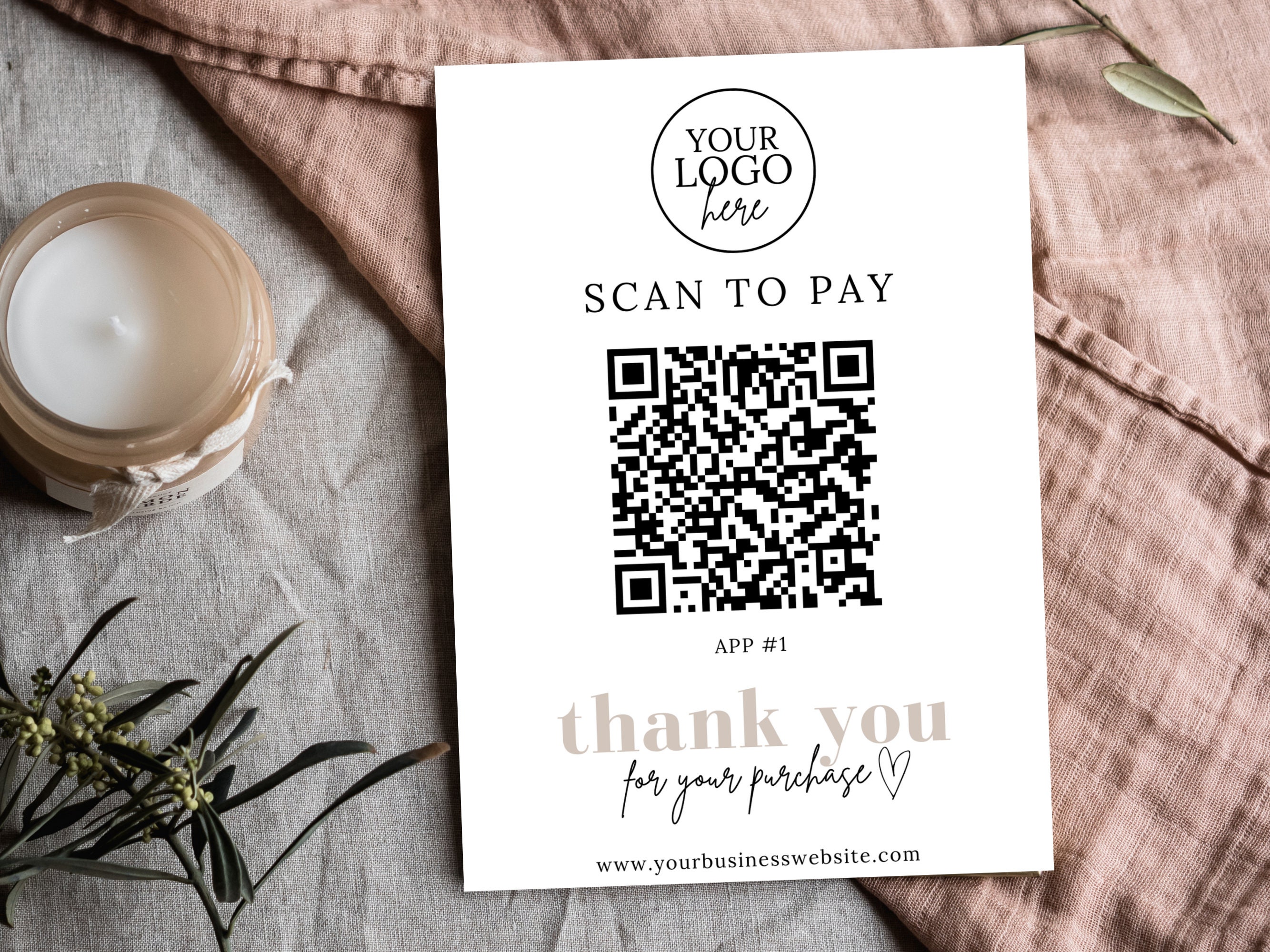 Scan to Pay QR Code Sign, Editable Canva Template, Small Business Scan to Pay Template, Venmo QR ...