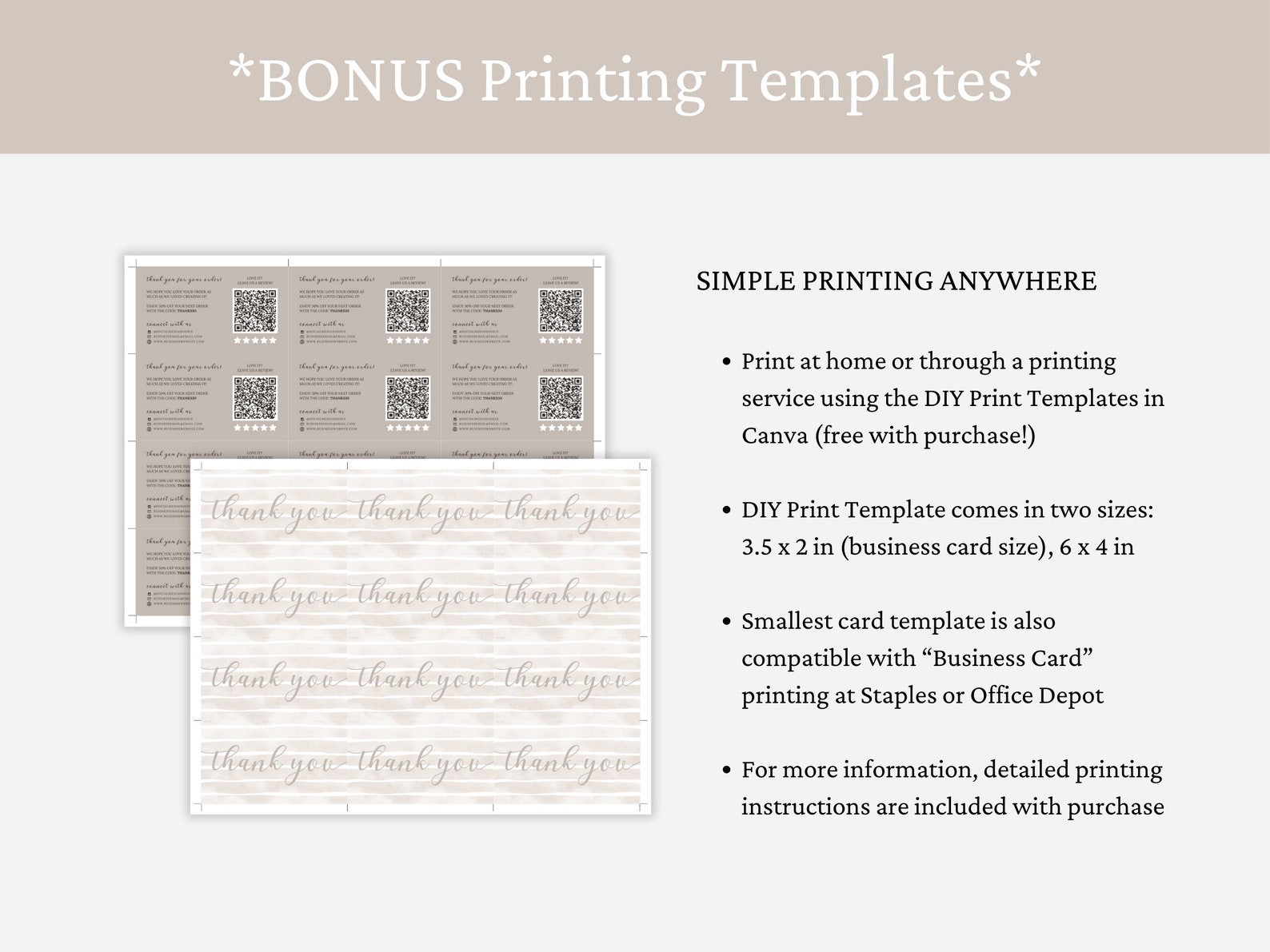 Editable QR Code Google Review Cards or Etsy Review Cards, Small ...