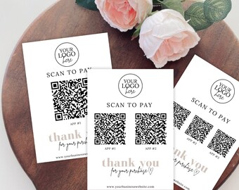 Printable Scan to Pay QR Code Sign, Custom Business Sign for Payments ...