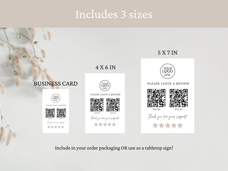 QR Code Google Review Cards, Leave a Review Sign, Small Business Thank ...