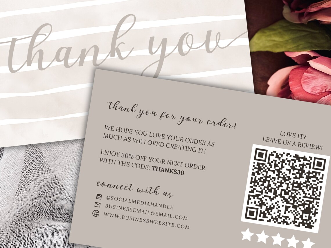 Editable QR Code Google Review Cards or Etsy Review Cards, Small ...