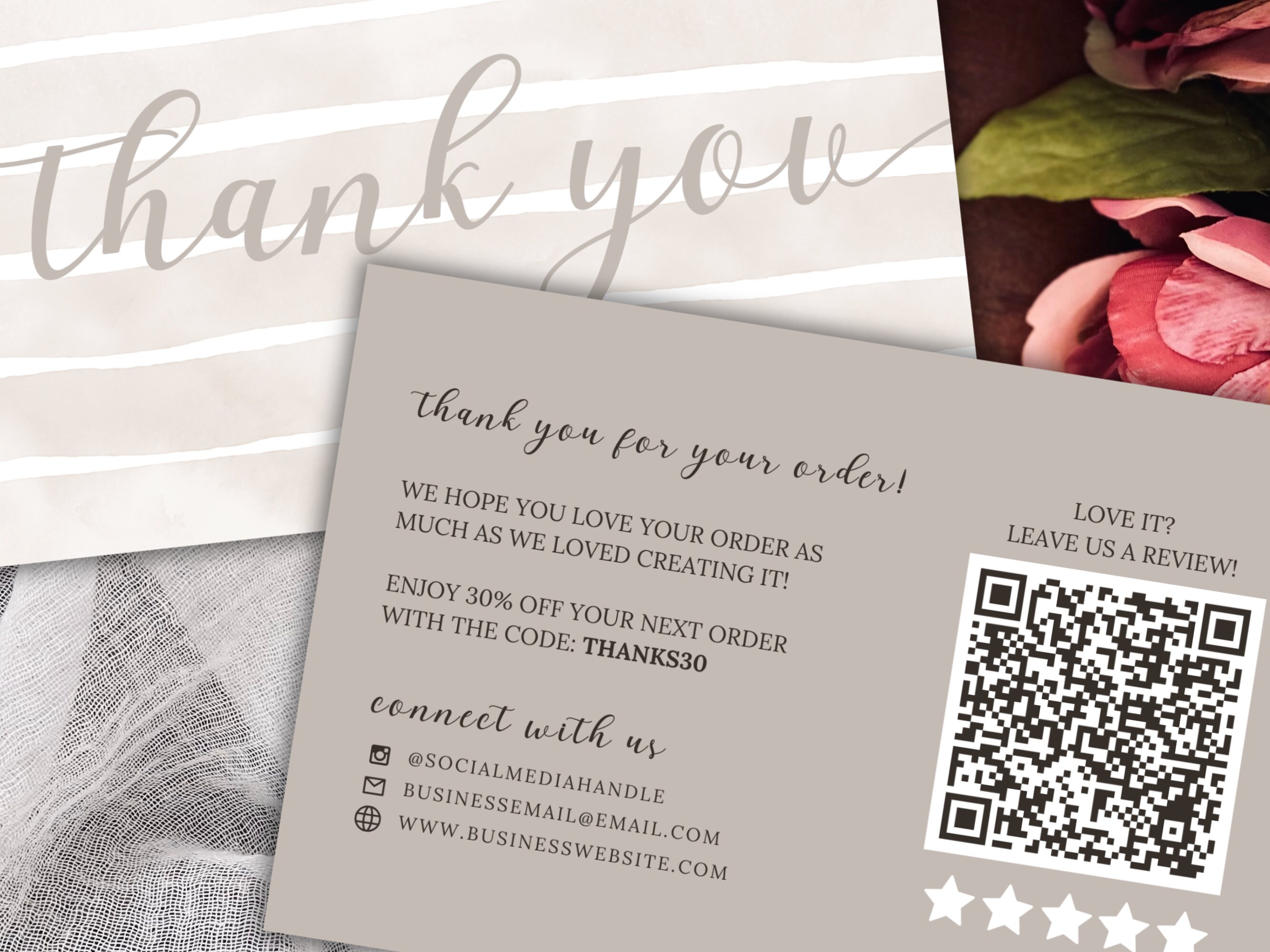 Editable QR Code Google Review Cards or Etsy Review Cards, Small ...