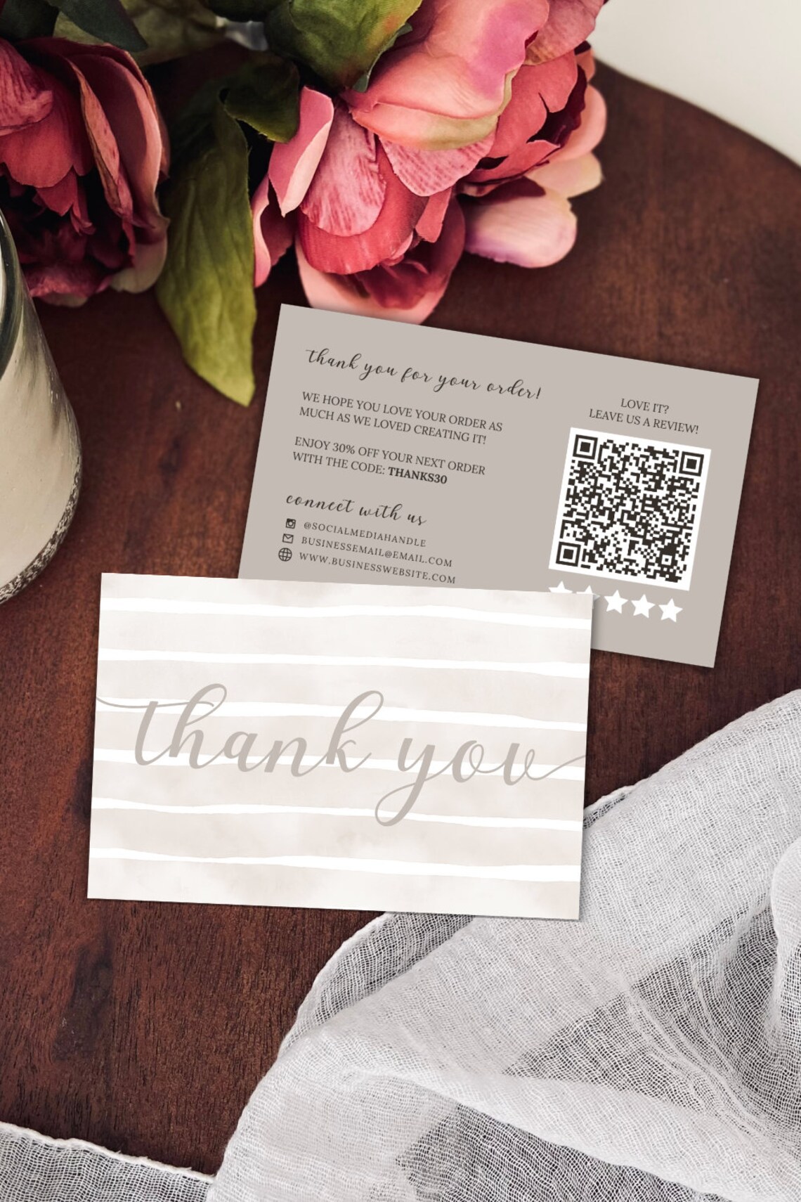 Editable QR Code Google Review Cards or Etsy Review Cards, Small ...