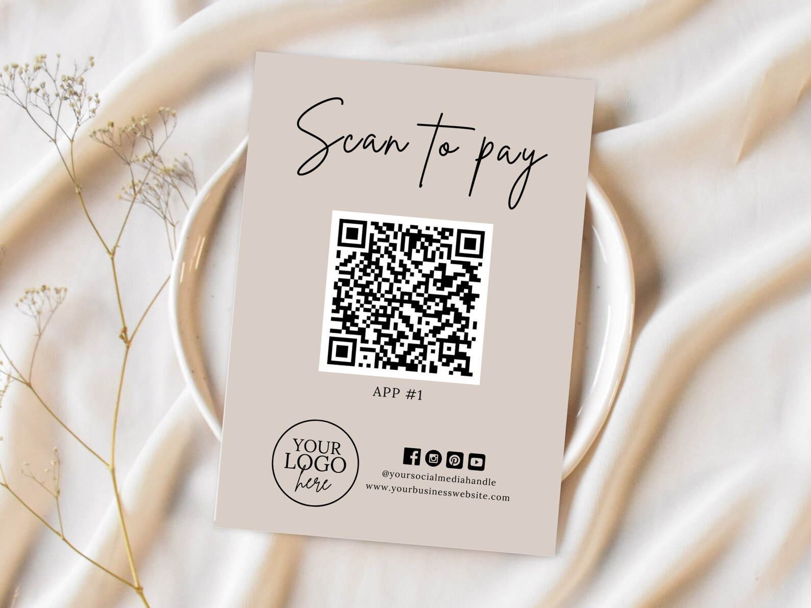 Printable Scan to Pay QR Code Sign, Custom Business Sign for Payments ...