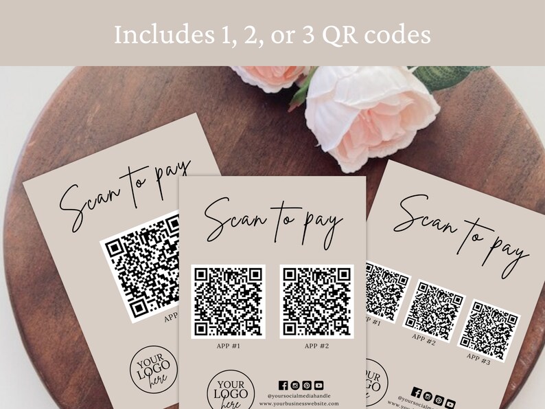 Printable Scan to Pay QR Code Sign, Custom Business Sign for Payments ...
