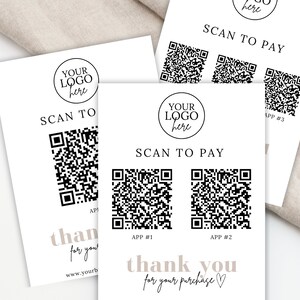Scan to Pay QR Code Sign, Editable Canva Template, Small Business Scan ...