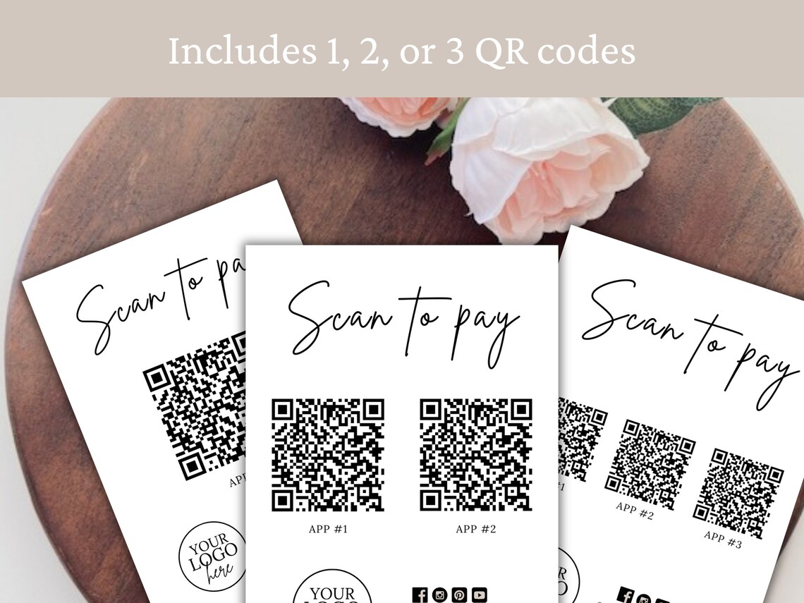 Editable Scan to Pay QR Code Sign, Printable Canva Template, Small ...