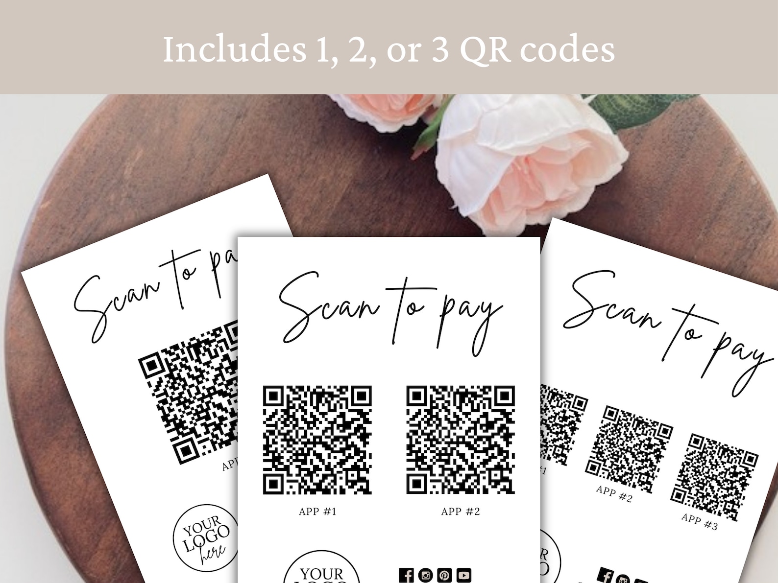 Editable Scan to Pay QR Code Sign, Printable Canva Template, Small ...