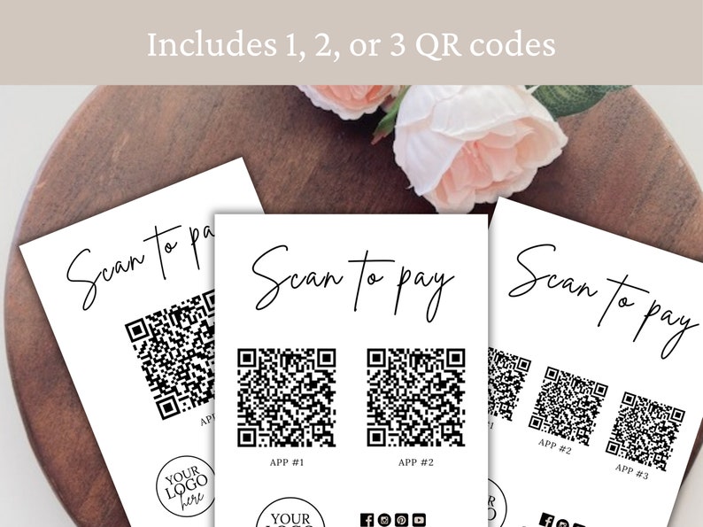 Editable Scan to Pay QR Code Sign, Printable Canva Template, Small ...