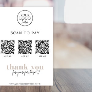 Scan to Pay QR Code Sign, Editable Canva Template, Small Business Scan ...