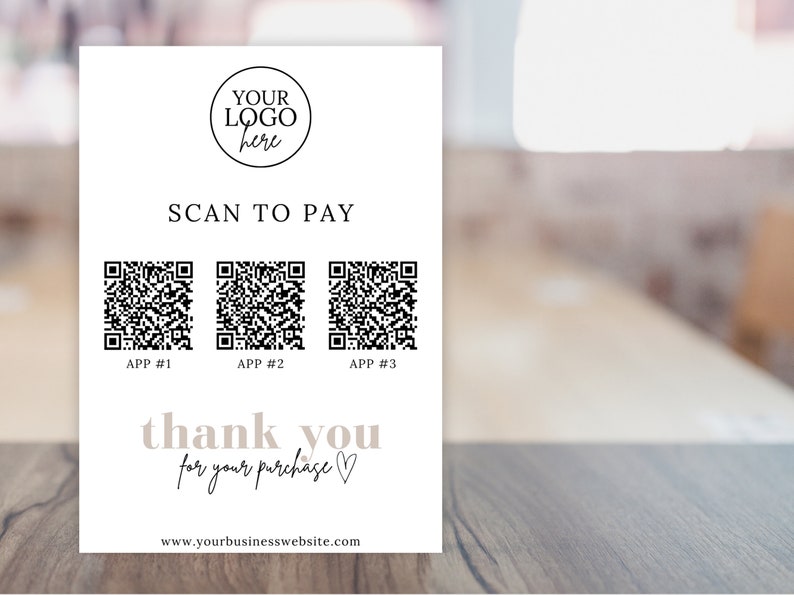 Scan to Pay QR Code Sign, Editable Canva Template, Small Business Scan ...