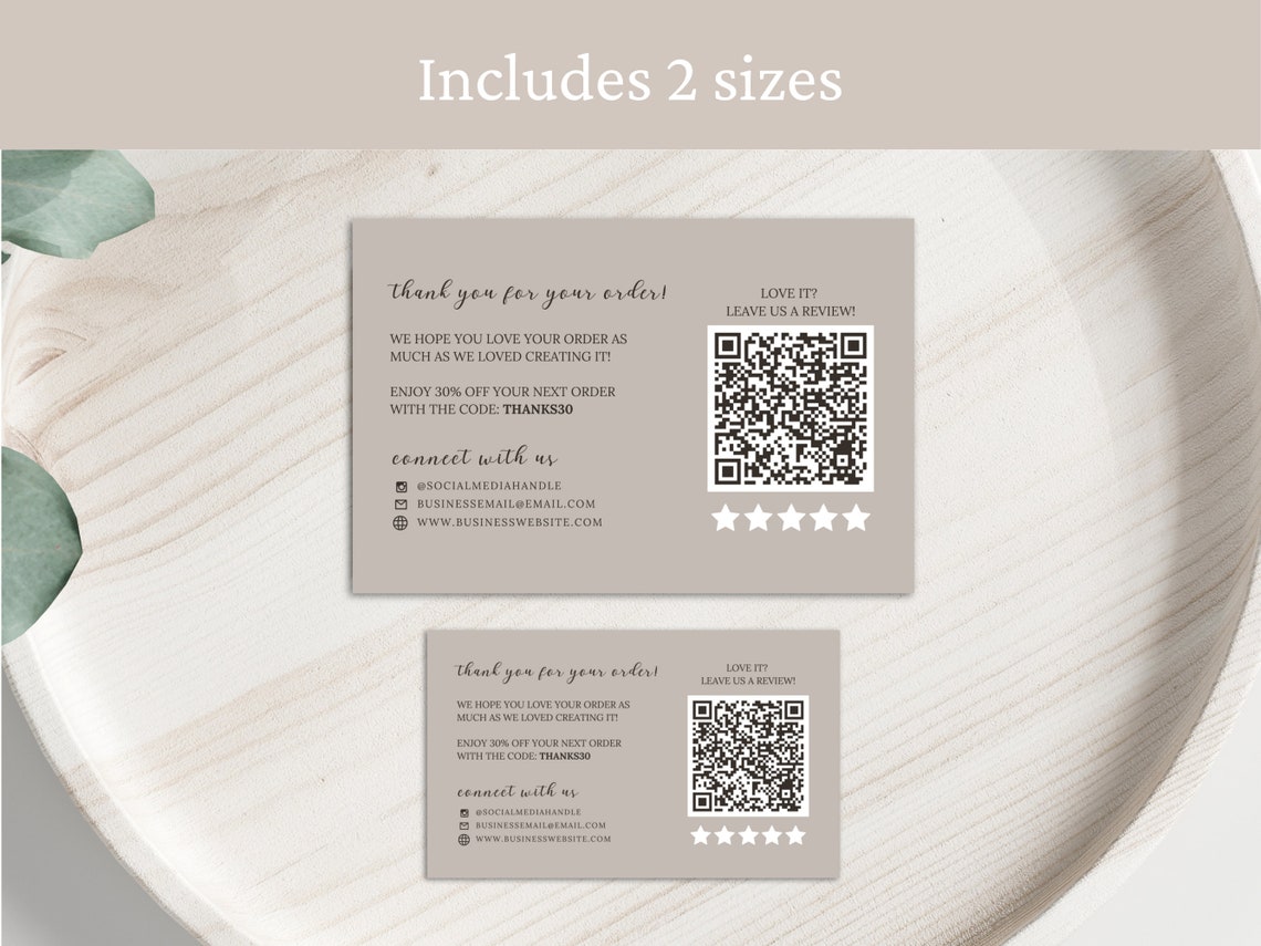 Editable QR Code Google Review Cards or Etsy Review Cards, Small ...