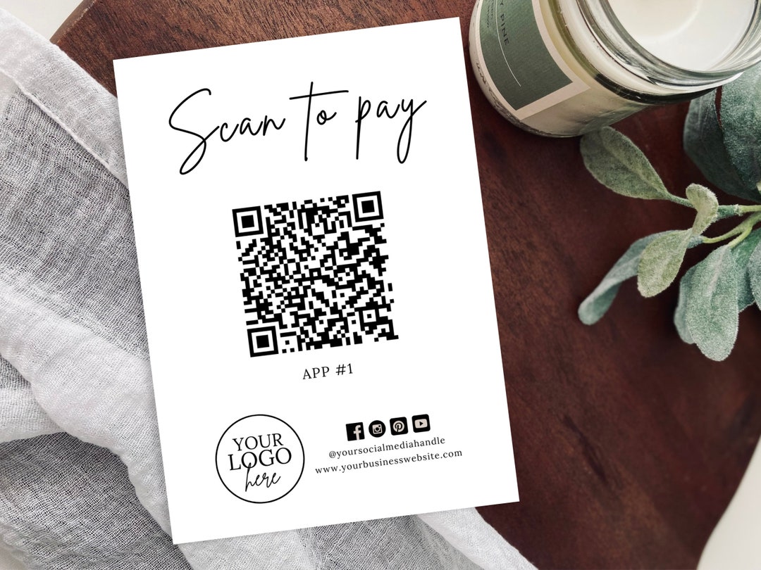 Editable Scan to Pay QR Code Sign, Printable Canva Template, Small ...