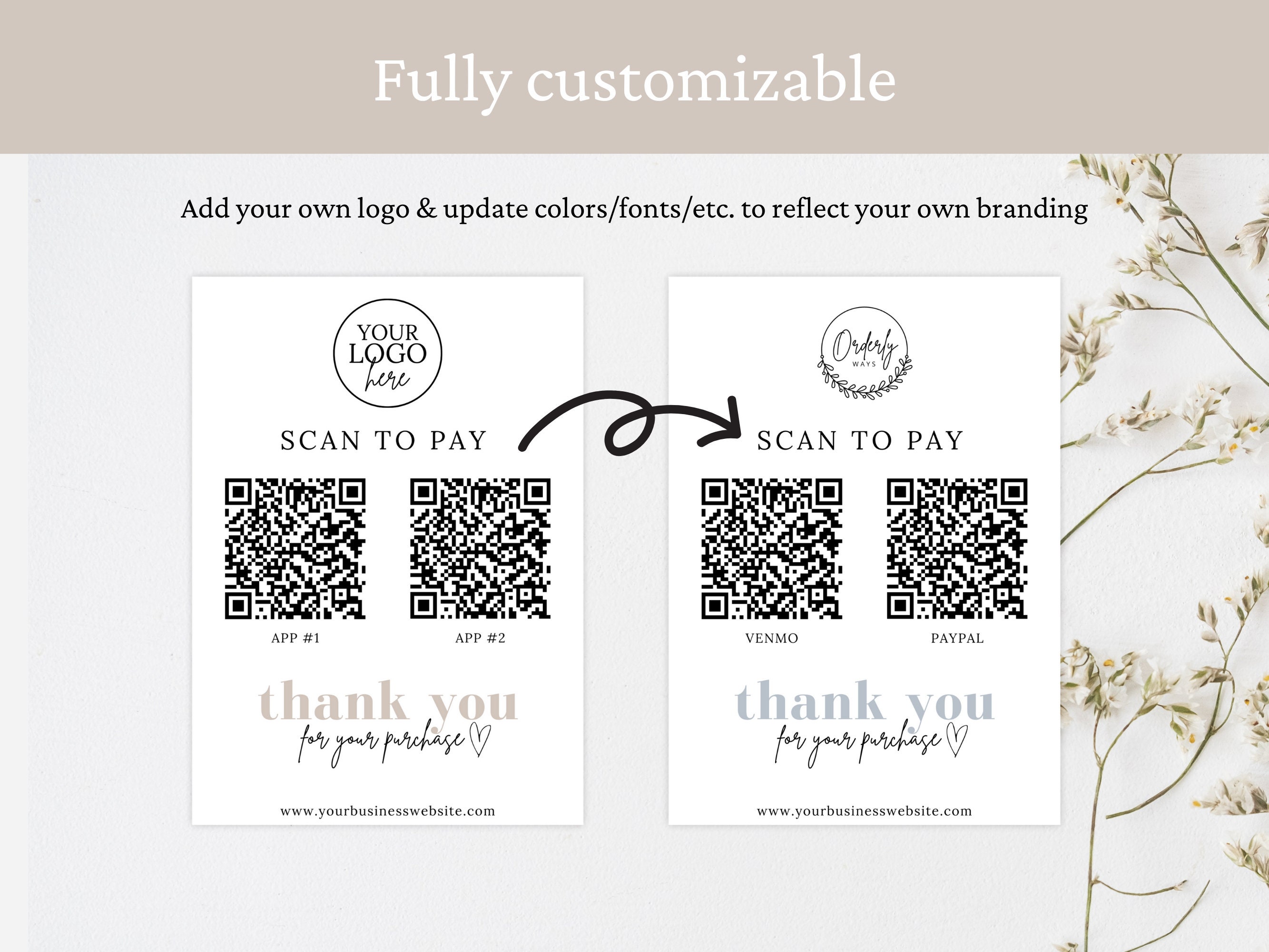 Printable Scan to Pay QR Code Sign, Custom Business Sign for Payments ...