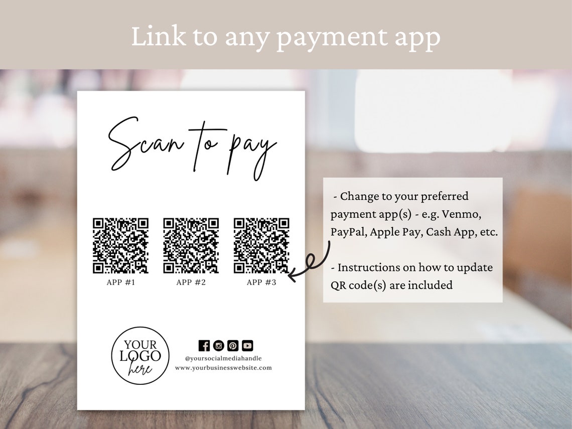 Editable Scan to Pay QR Code Sign, Printable Canva Template, Small ...