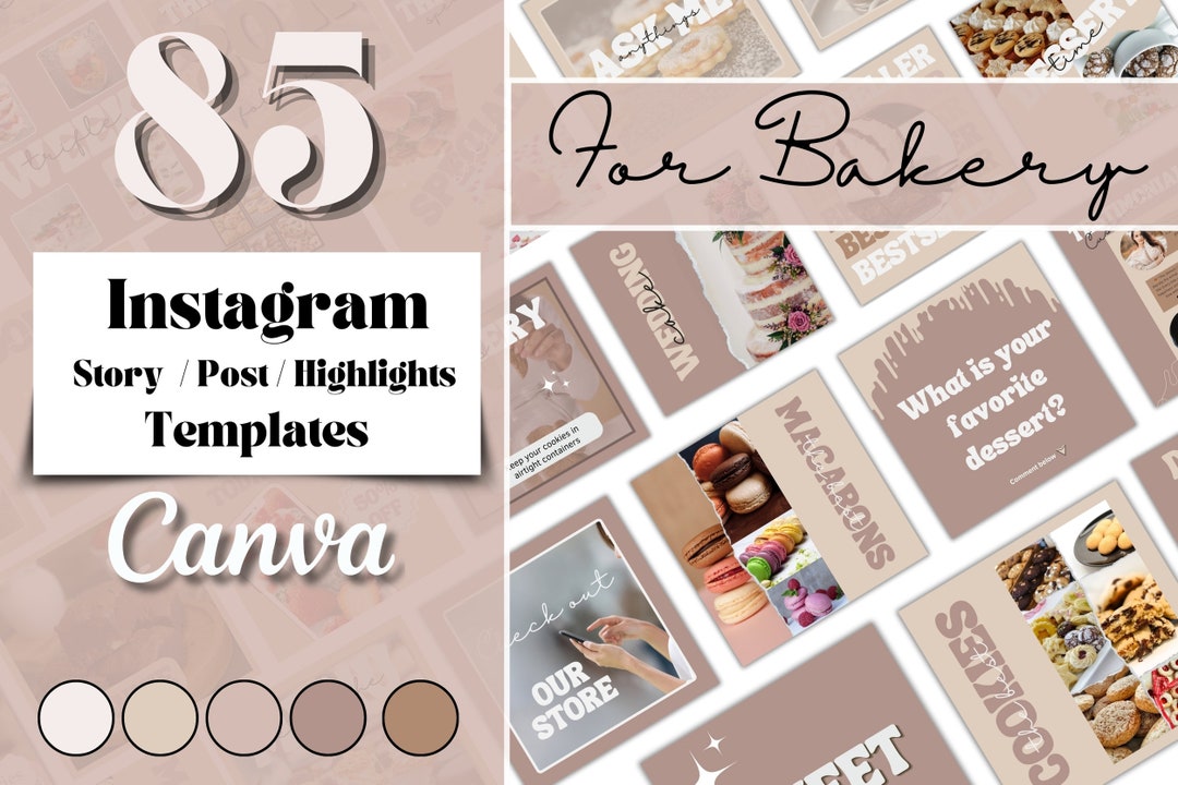 Bakery Instagram Templates Beige: Post, Story, Covers, Pastry Theme ...
